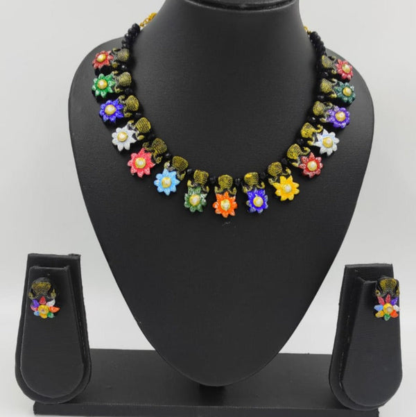 Multi Coloured Flower Terracotta Set! - Sahaj by Sangeeta Kamboj